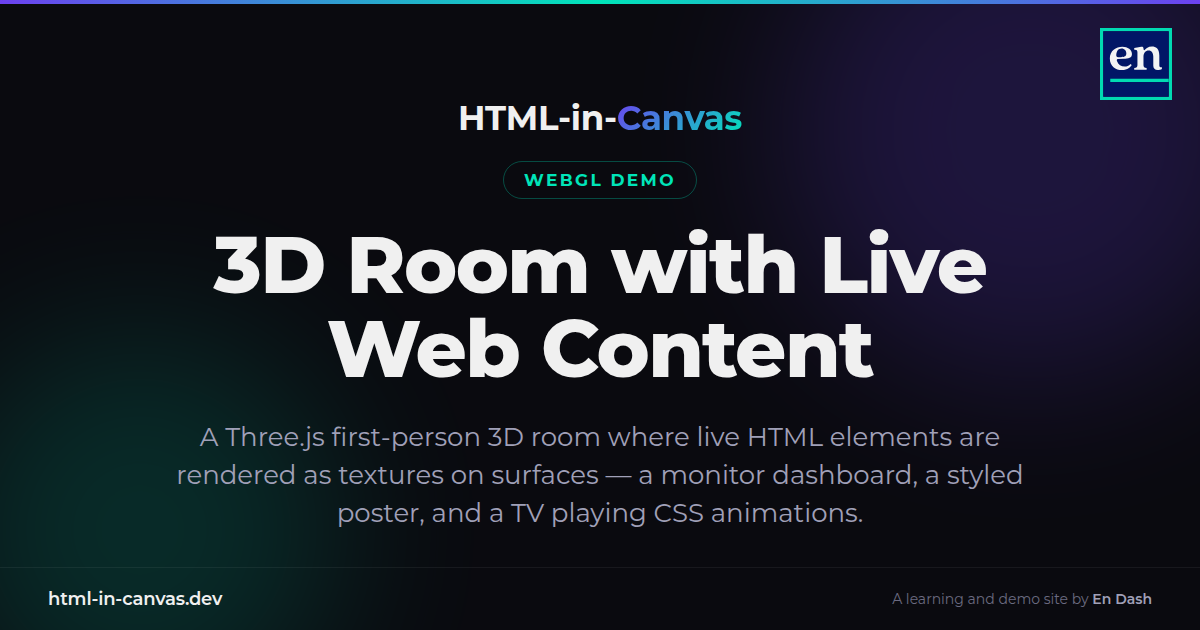 3D Room with Live Web Content | HTML-in-Canvas